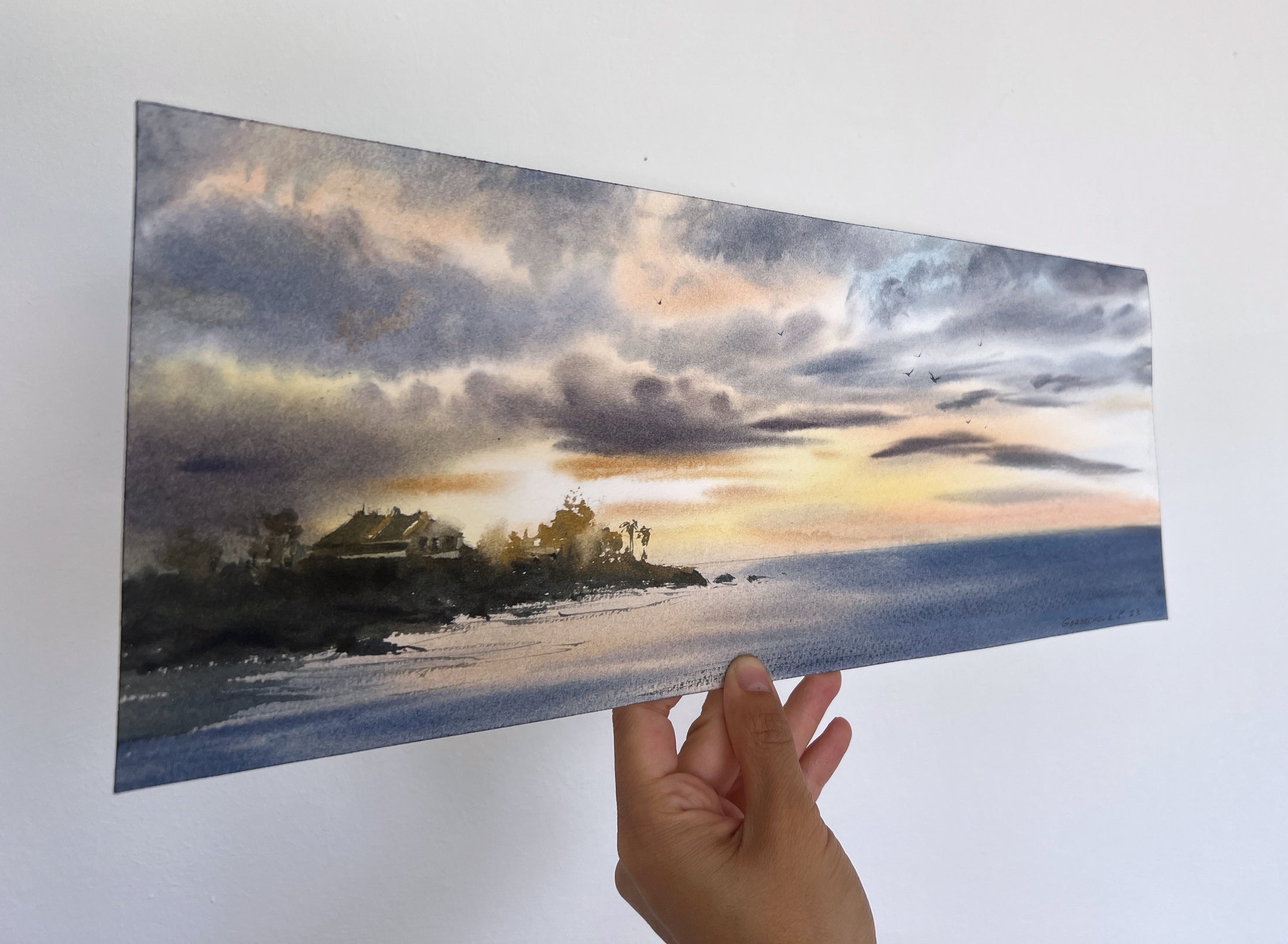 Original Watercolor Caribbean Painting, Beach Sunset, Original Art, Pa ...