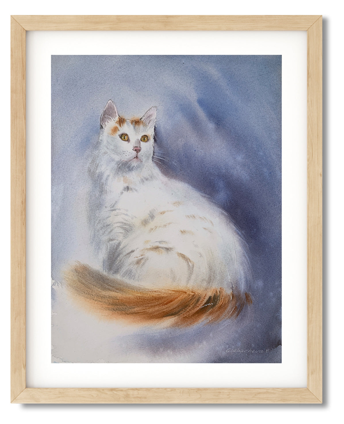 White Cat Painting, Original Watercolor Illustration, Cat Portrait, An ...